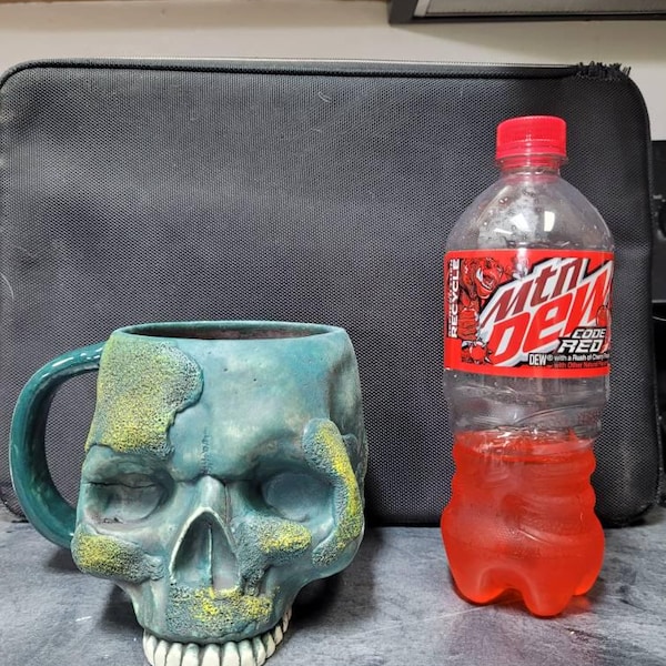 Moss Covered Skull Mug: Handmade Ceramic Gothic Coffee Cup - Etsy