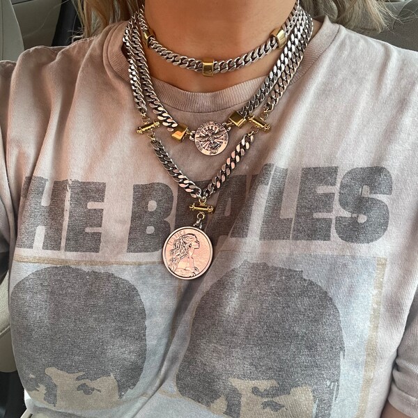 Statement Necklace , Coin Collar, Medallion Necklace, Chunky Choker ...