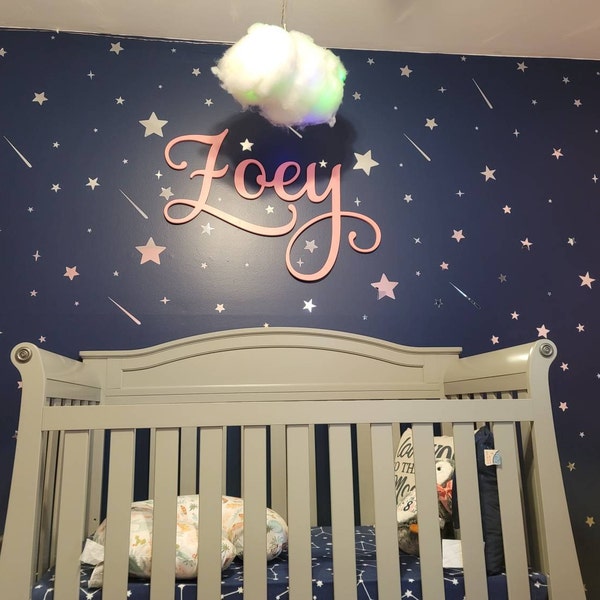 Baby Name Sign - Over the Crib Sign - Wooden Name Sign Wall Hanging ...