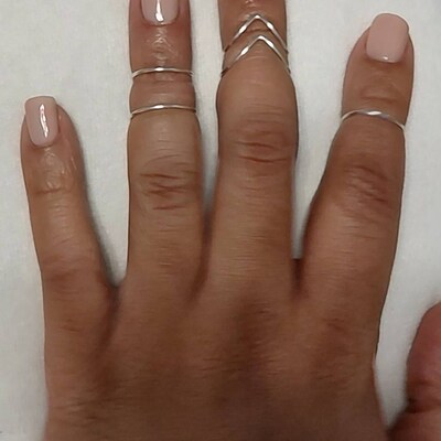 4 Midi Rings in Silver, Chevron and Simple Band Midi Rings. Wear These ...