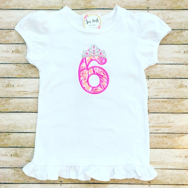 Princess Crown Birthday Number 6 Machine Embroidery Applique Design 4 ...