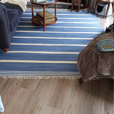 Blue Patchwork Denim Rug, Handwoven Denim Carpet 200 X 300 Cm ...