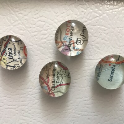 Custom Vintage Map Magnets Set You Pick the Locations Map - Etsy