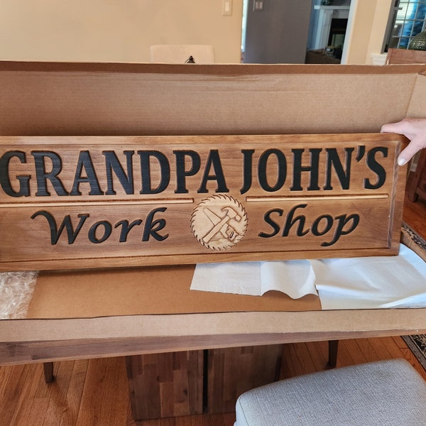 Custom Wooden Shop Sign | Wood Workshop Sign | Gifts for Men | Gifts ...