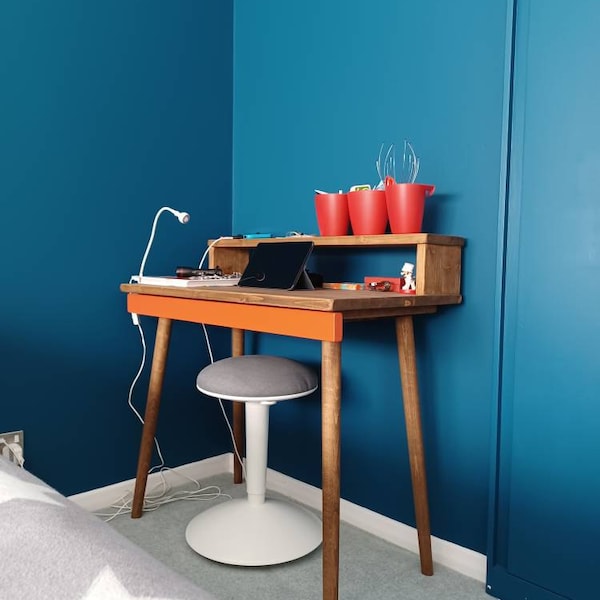 Simple Vintage Desk/computer Desk/ With Drawer, Monitor Stand, Solid ...