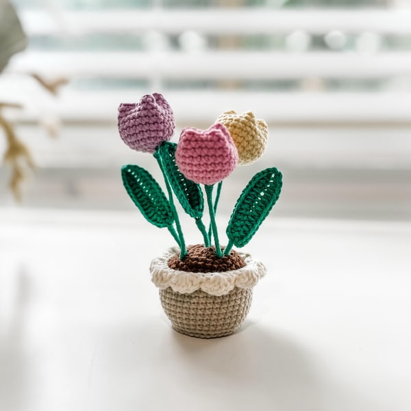 Tulip Pot Crochet Pattern, Flower Pot Crochet Pattern, Crochet Home ...