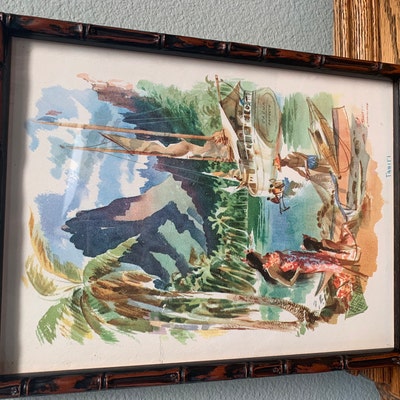 Exotic Thin Bamboo Picture Frame, Tropical Beach Tiki Custom Frames for ...