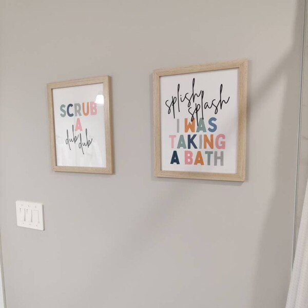 Kids Bathroom Art Set, Bathroom Wall Prints, Set of 4, Splish Splash ...