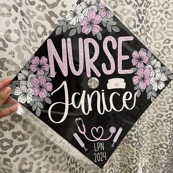 Custom "cherry Blossom Bsn" Graduation Cap Topper, Nursing Graduation ...