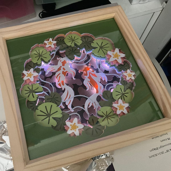 3D Layered Koi Pond Shadow Box Svg Spring Flowers 3D SVG, Water Lily ...