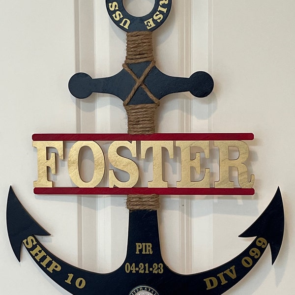 Personalized Navy Anchor/anchor Welcome Wreath/navy Moms/anchor Door ...