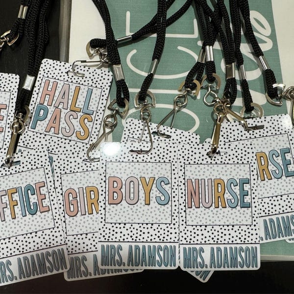 Boho Vibes Theme Classroom Hall Passes for Teachers, Personalized, Set ...