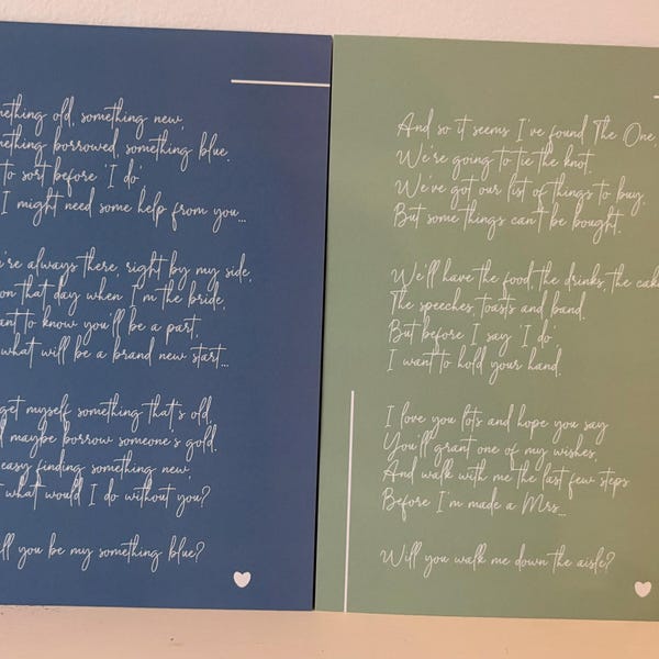 Will You Be My Something Blue? Poem, 5x7" Print, Wedding, Sister, Old ...