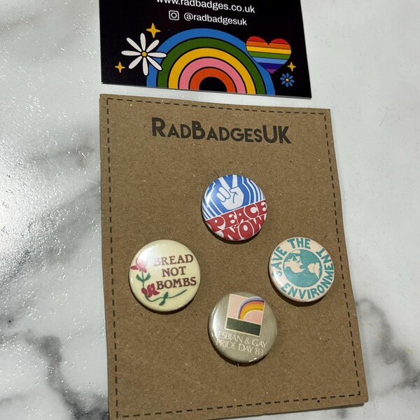 Gay Pride 4 Button Badges LGBT Rights Pins Vintage Remake Queer Retro ...