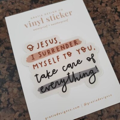 Jesus I Surrender Sticker, Jesus Sticker, Christian Sticker, Catholic ...