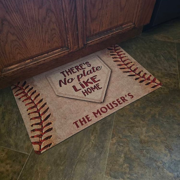 There is No Plate Like Home, Baseball Doormat, Baseball Mat, Baseball ...