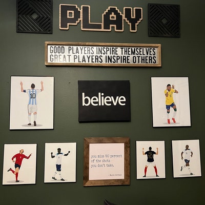 Printable Soccer Stars Poster Bundle, Messi Ronaldo Mbappe, Neymar Wall ...