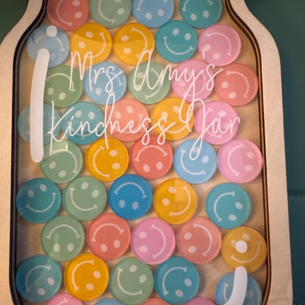 Smiley Face Reward Jar, Personalised Gift for Teacher, Colorful ...