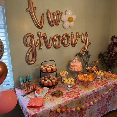 Two Groovy Balloon, Two Groovy Banner, Two Groovy Birthday, Groovy ...