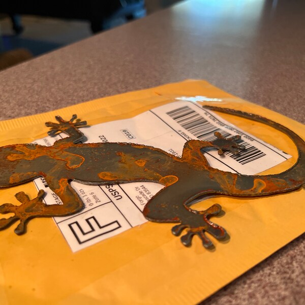 8 Inch Lizard Gecko Rusty Rustic Vintage Antique-y Metal Art Ornament ...