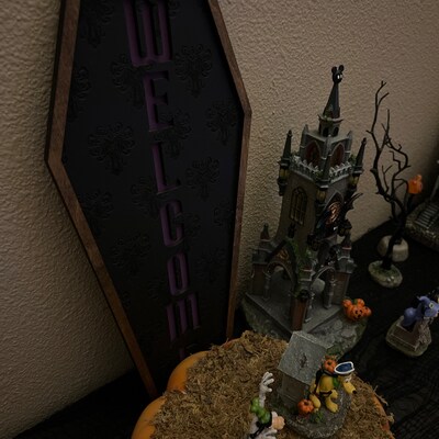 Haunted Mansion Coffin Welcome Sign Foolish Mortals Halloween Decor ...