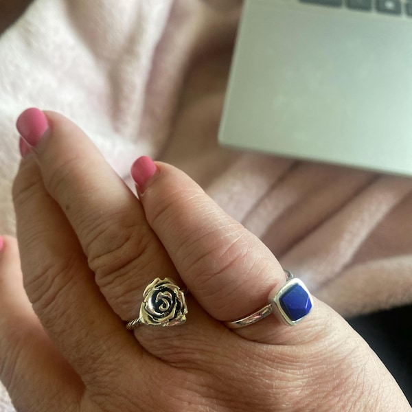 Rose Blossom Ring, Sterling Silver, Romantic Rose Flower, Engagement ...