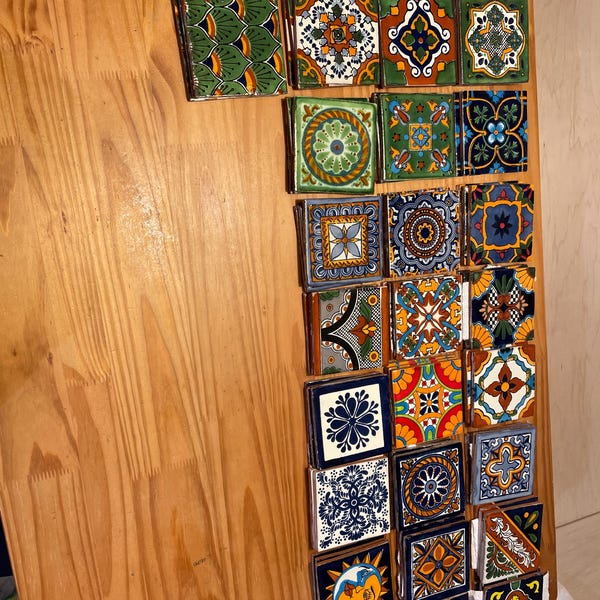 Talavera Mexican Hand Painted Tile Folk Art Sample Tile 4x4 C397 Day of ...