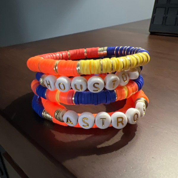 Astros Heishi Clay Stack Bracelet With Gold/6mm Stack Soft African Astros Vinyl Bracelets/heishi ...