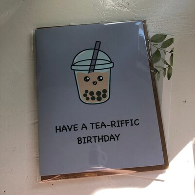 Have A Tea-riffic Birthday Birthday Card Bubble Tea Food - Etsy