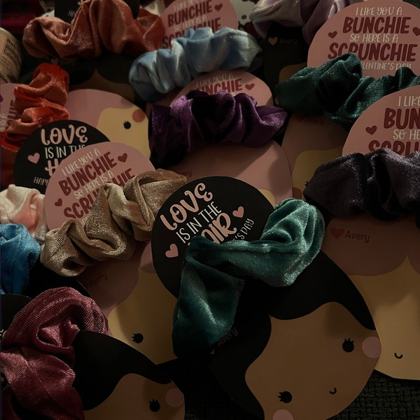 Valentine Srunchie Tag, Scrunchie Labels, Classroom Valentine Cards ...