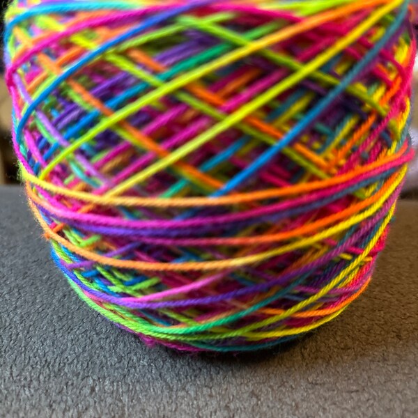 Hand Dyed Variegated Fluorescent Neon Rainbow Sock, Dk, Bulky, Super ...