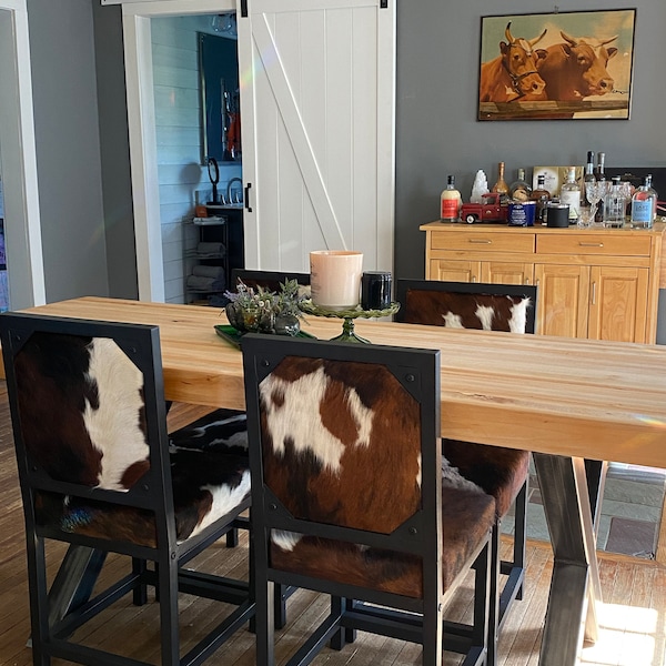 Genuine Cowhide Dining Chair, Kitchen Chairs, Accent Chair Set, Dining ...
