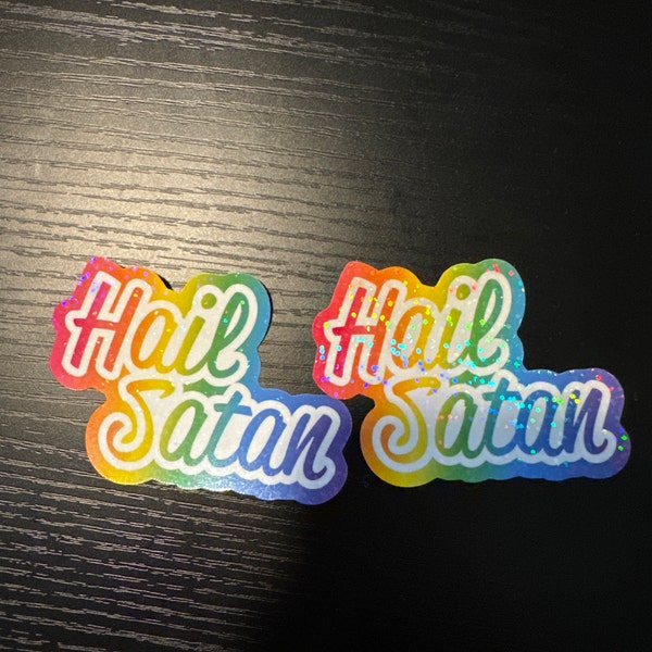 Holographic 90s Nostalgia Inspired Hail Satan Vinyl Sticker, Die Cut ...