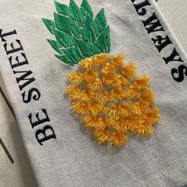Awesome Fringed Pineapple Machine Embroidery Designs Sizes 4, 5, 6, 7 Inches Chenille Fluffy Fur ...