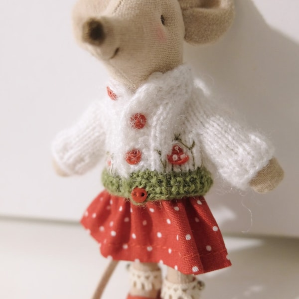 Mushroom Clothes Set for Maileg Mouse: White Sweater and Red Shoes for ...