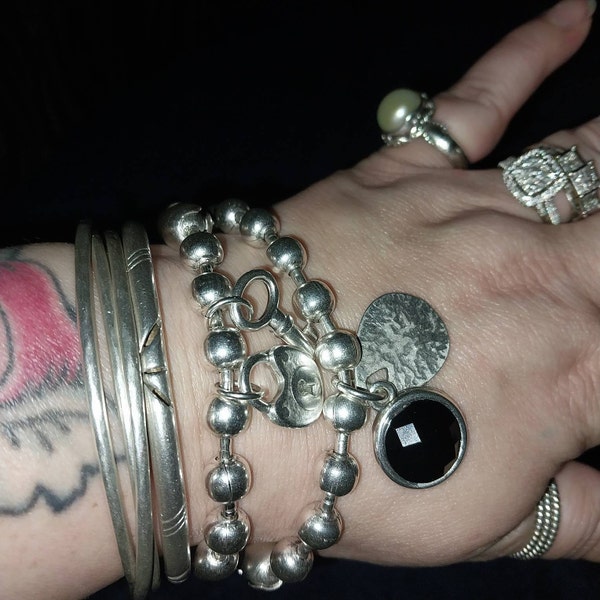 Womens Chunky Padlock and Key Ball Chain Bracelet, Silver Ball Chain ...