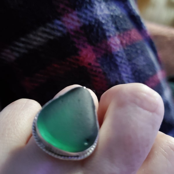 Custom Made Rare Black Pirate Glass Genuine Seaglass and Sterling ...