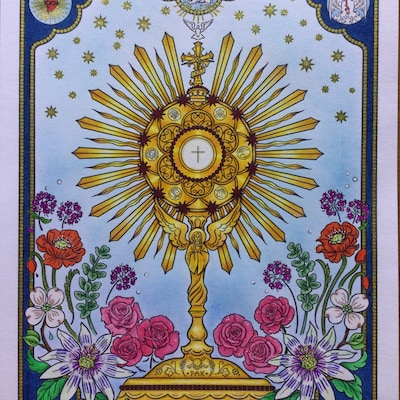 Digital Download Monstrance With Passion Flowers Coloring Page - Etsy