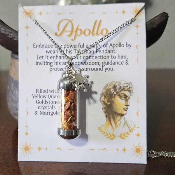 Apollo Talisman Necklace, Apollon Crystal Spell Jar Necklace ...