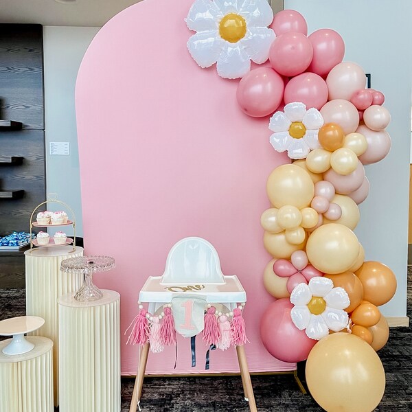 Boho Daisy Flower Balloon Garland Kit | Dusty Rose and Retro Yellow ...