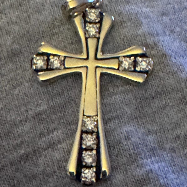 Diamond Studded Cross Pendant in Solid 14k Gold With Black Enamel - Etsy