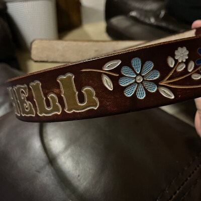 Custom Leather Belt, Tooled Leather Belt, Hand Tooled Floral Pattern ...