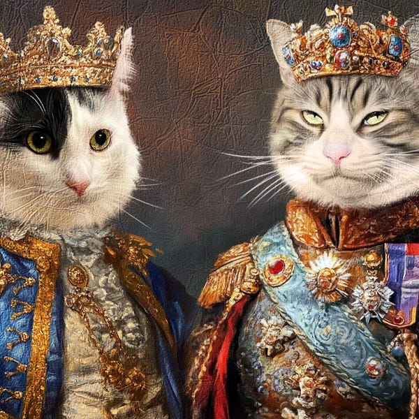 Custom Royal Cat Princess Portrait From Photo, Royal Pet Portrait ...