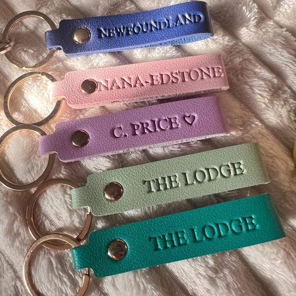 Personalised Keyring, Vegan Leather, Keychain, Key Fob, Birthday Gift ...