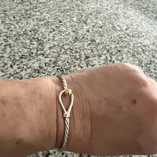 Made on Cape Cod. Bracelet With Nautical Knot, 14k Gold Ball & Sterling ...