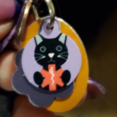 Medical ID Tag Black Kitty Cat Medical Alert - Etsy