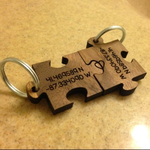 Puzzle Piece Keychains, Fit Together Puzzle Piece Keychain, Cute Wooden ...