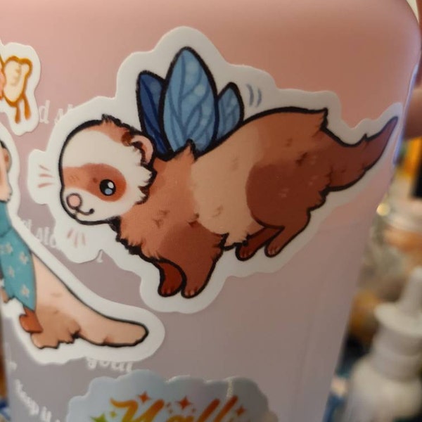 Fluffy Ferret Sticker / Cute Animal Sticker / Ferret Gift / Laptop ...