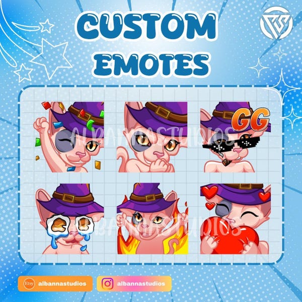 Custom Twitch Emotes, Animated Emotes, Vtuber Emotes, Kick Emotes, Sub ...