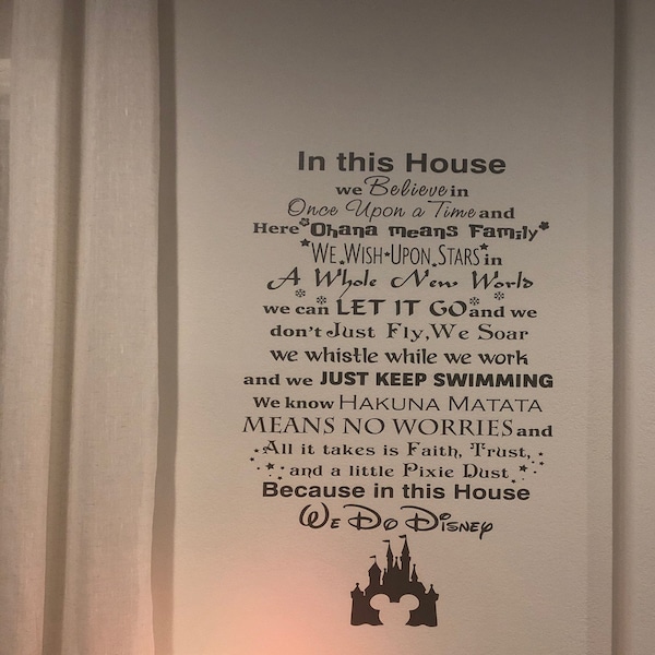 In This House We Do Disney Wall Decal Playroom Sign Quote Lettering ...